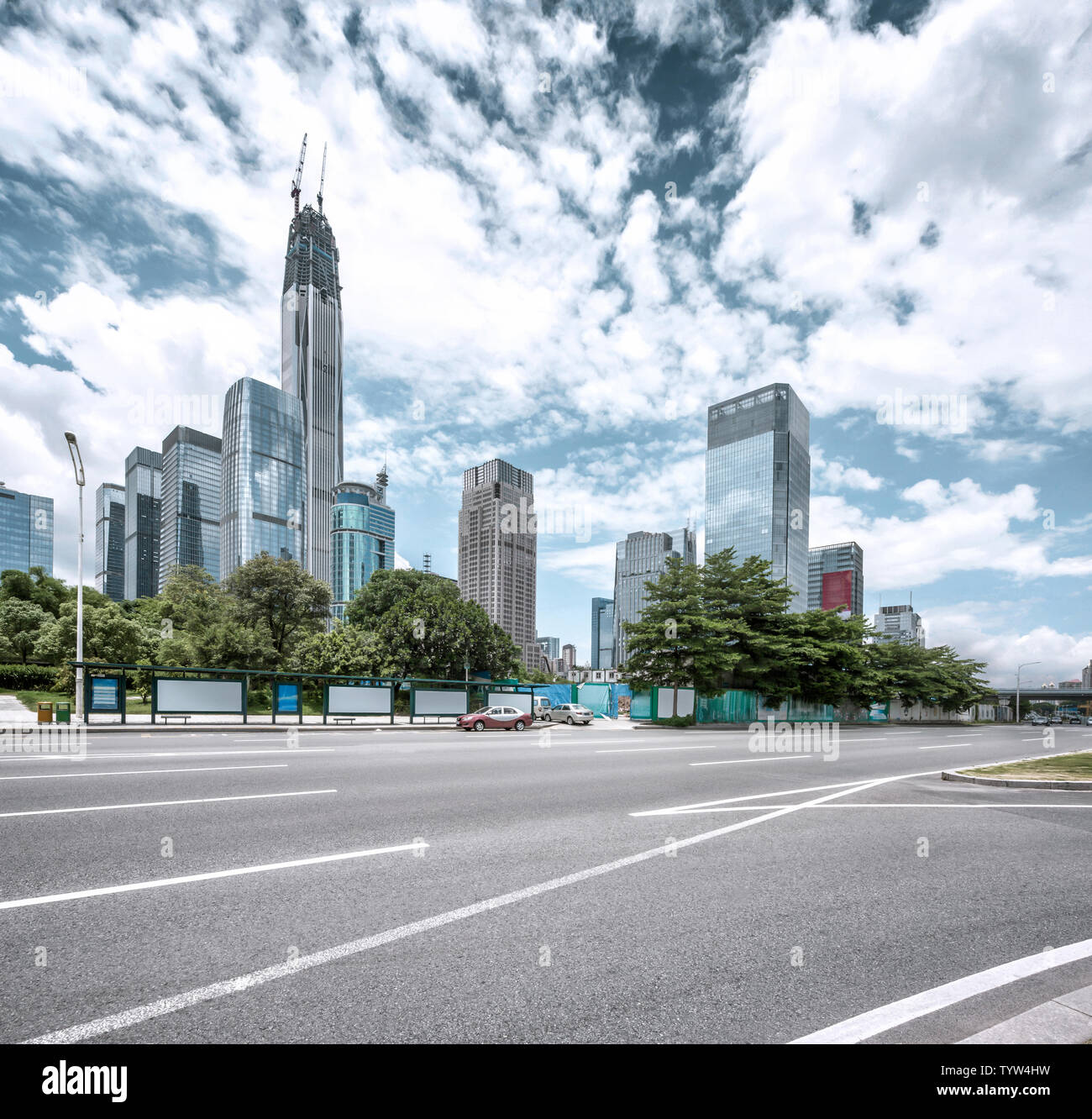Modern city street and skyscrapers Stock Photo - Alamy