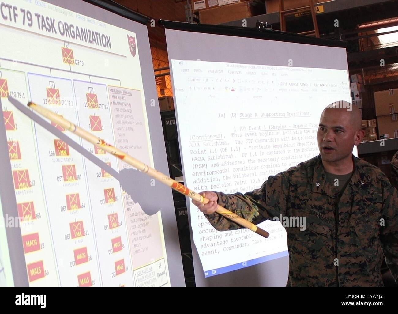 U.S. Marine Corps Lt. Col. Robert M. Barnhart Jr. addresses U.S. and ...