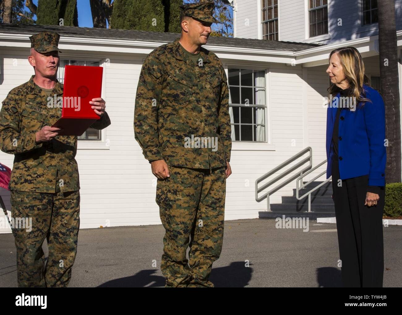 Sgt. Maj. William T. Sowers with 1st Marine Division Headquarters reads ...