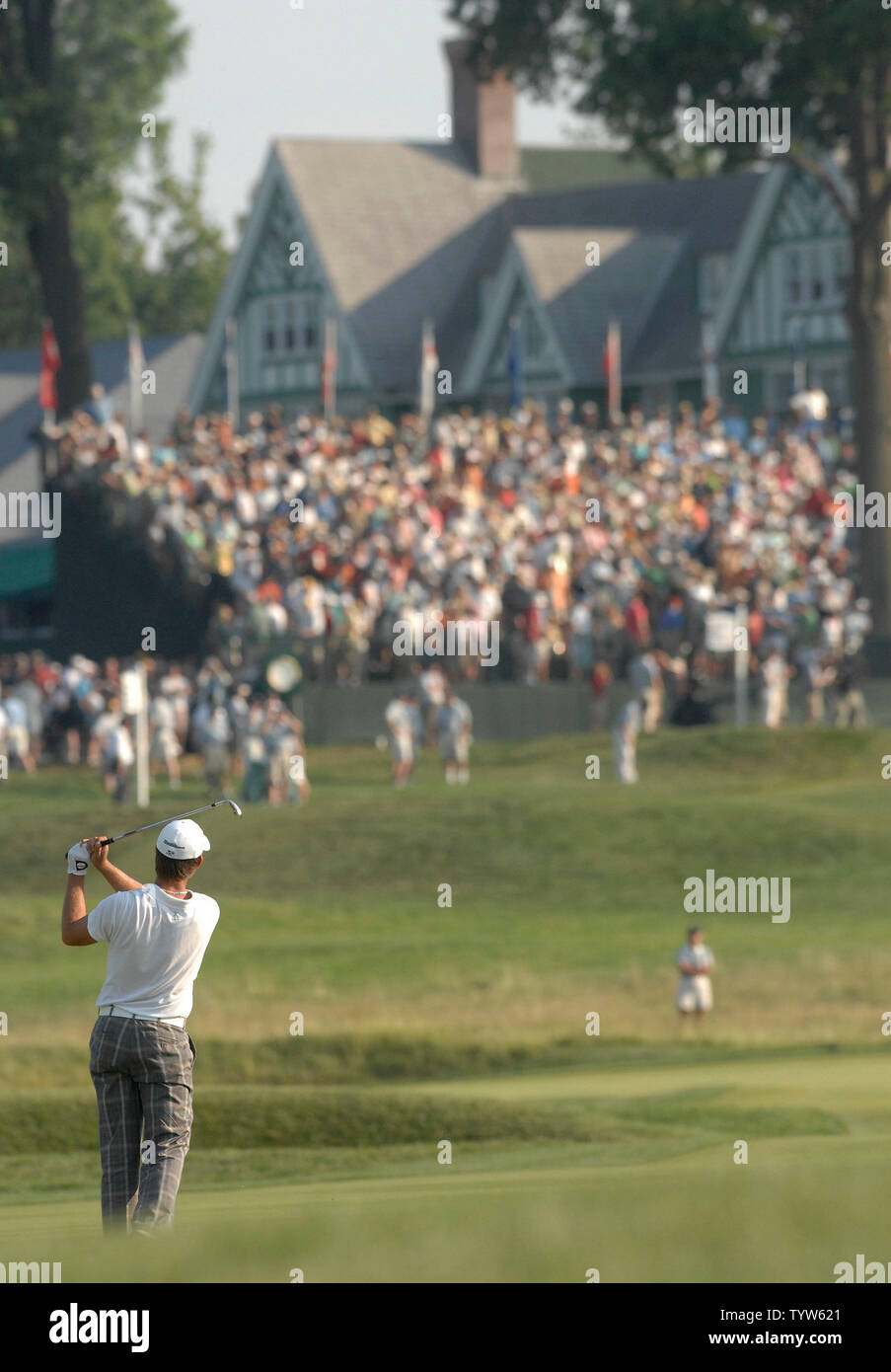 Aaron Baddeley hits down the 15th fairway during the third round of the ...