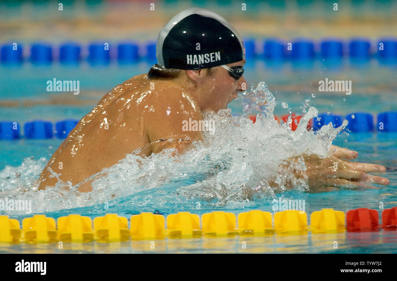 The USA's Brenden Hansen, wins his heat in the men's 200m Breaststroke ...