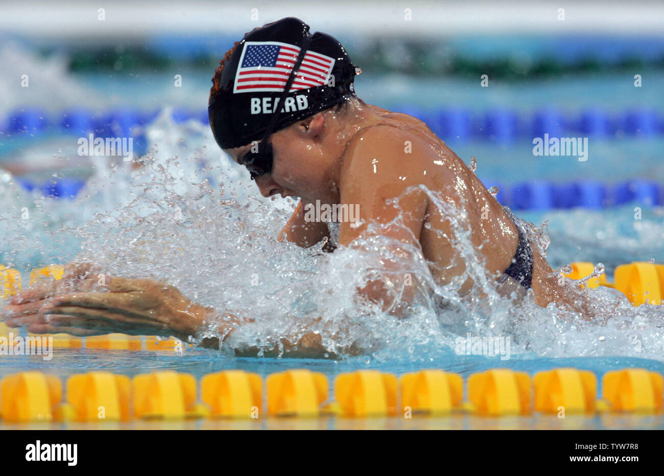 American swimmer Amanda Beard sets an Olympic record in the 200-metre ...