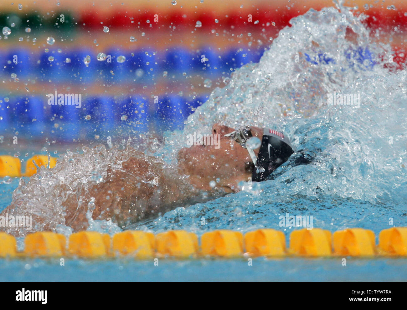 American swimmer Aaron Peirsol makes his way to the wall in the men's ...