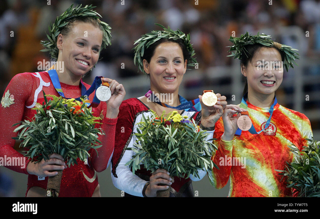 Trampoline medalists Karen Cockburn of Canada with silver, Anna ...