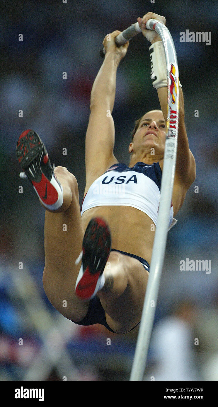Kelly Suttle of the USA qualifying in preliminaries for the pole vault ...