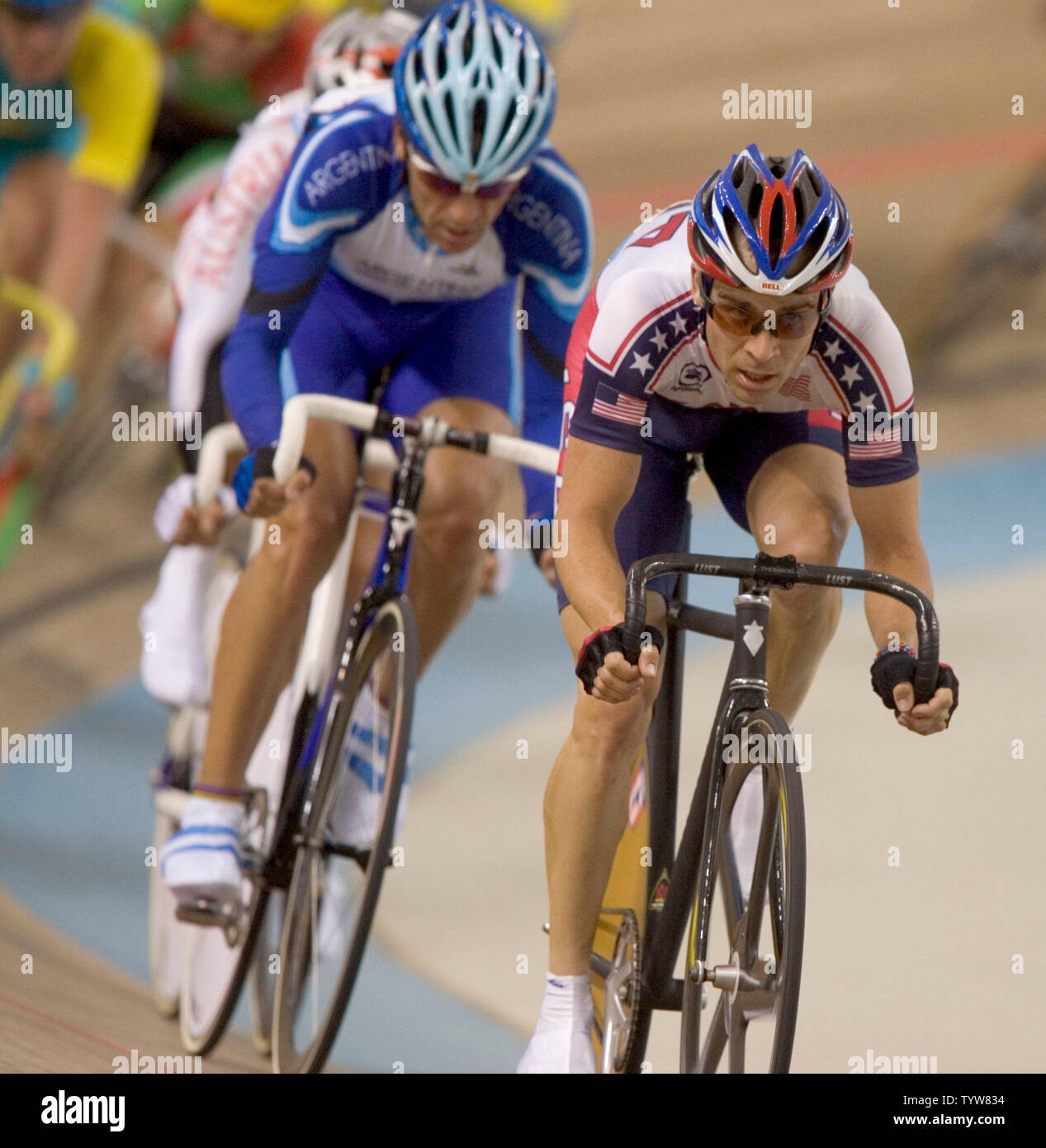 Colby Pearce of the USA places 14th in the Men's Points Race of cycling ...