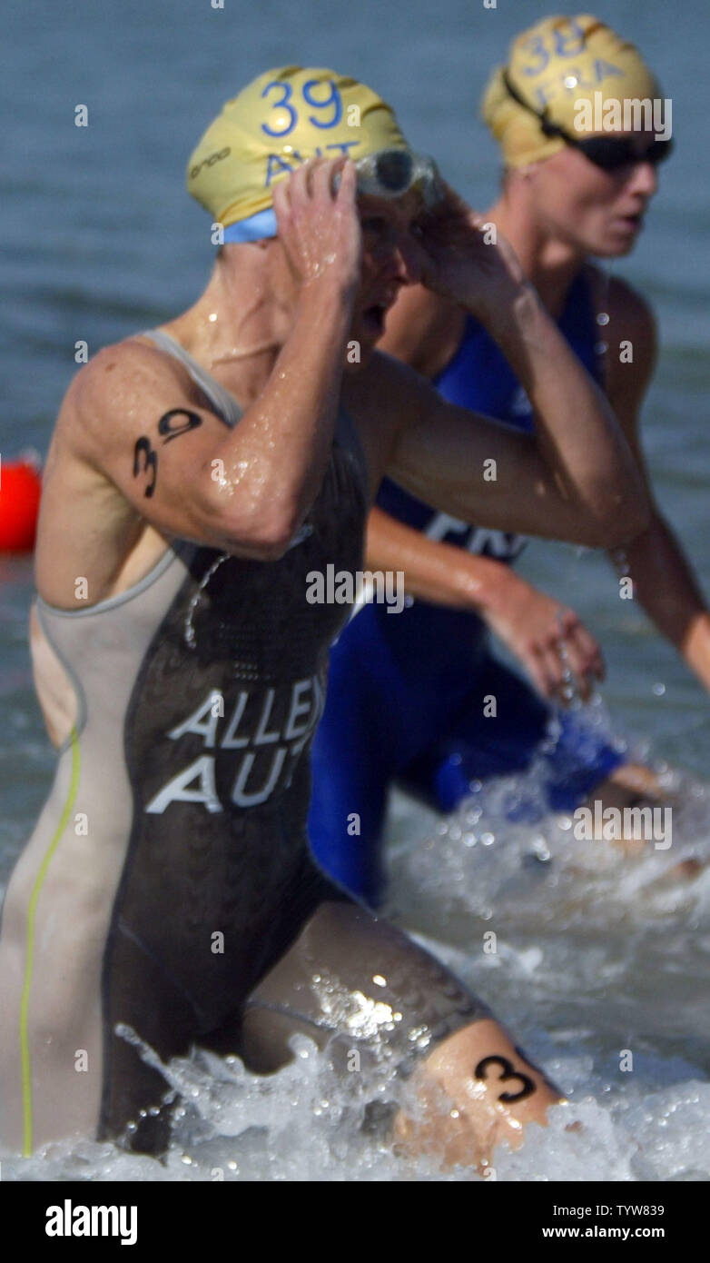 Kate Allen of Austria emerges from the sea in 44th place in the Olympic ...