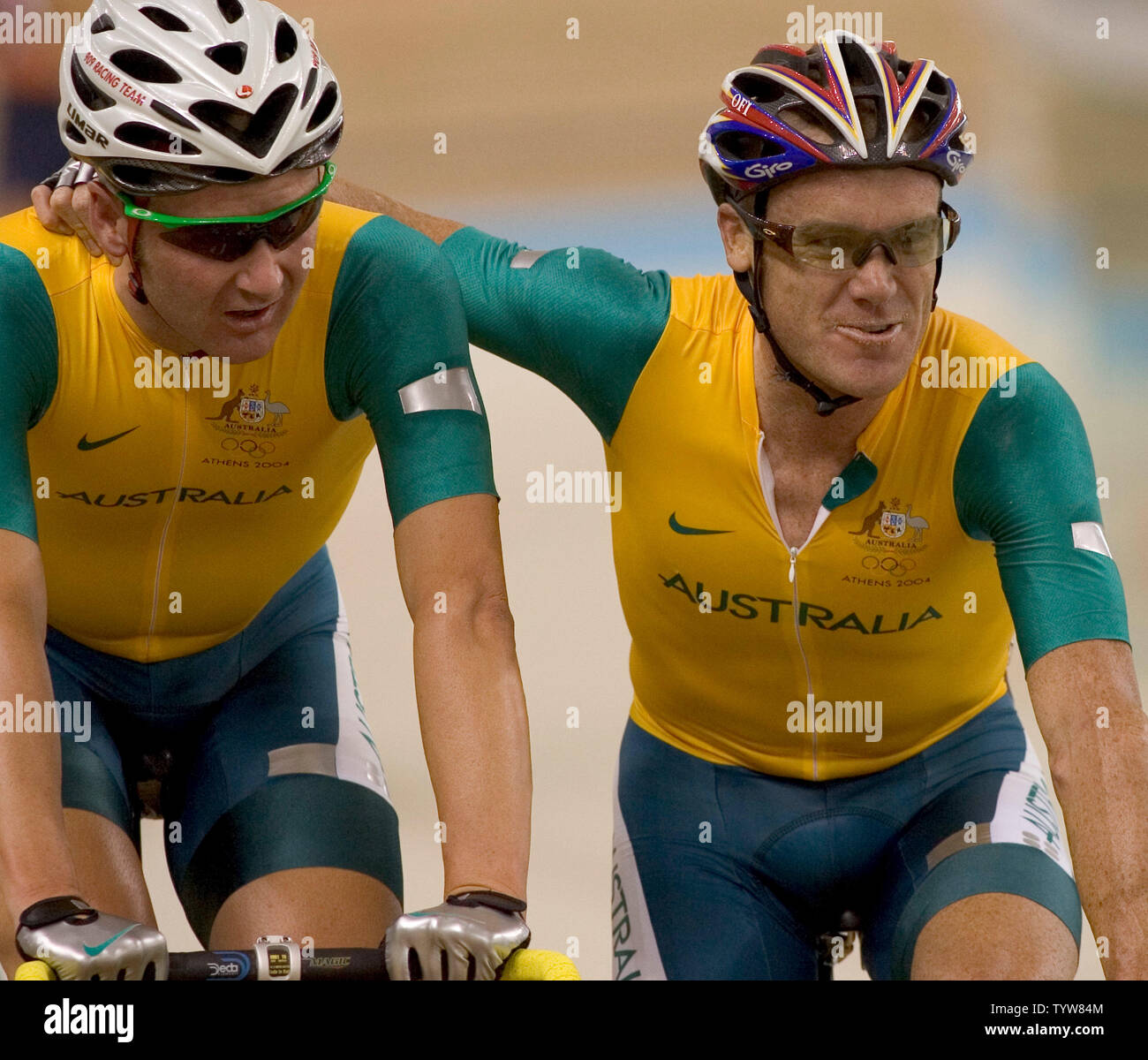 Stuart O'Grady (R) and Graeme Brown of Australia celebrate winning the ...