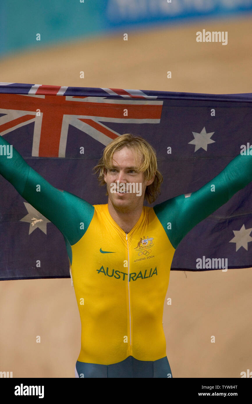 Ryan Bayley of Australia celebrates winning gold in the Men's Keirin ...