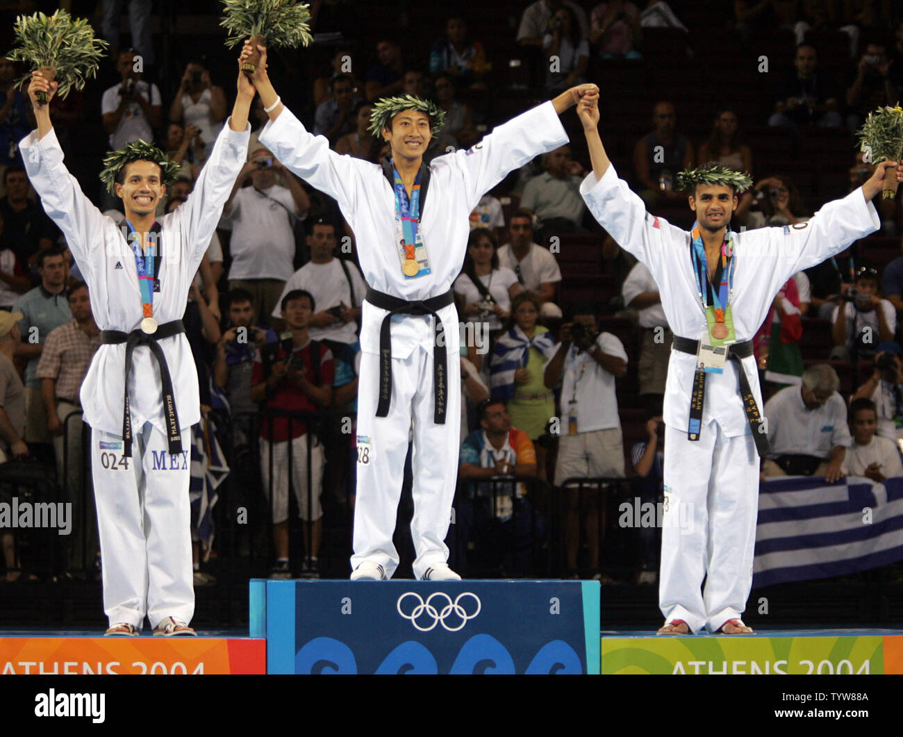 Medallists in the Olympic men's under-58 kg tae kwon do competition at ...