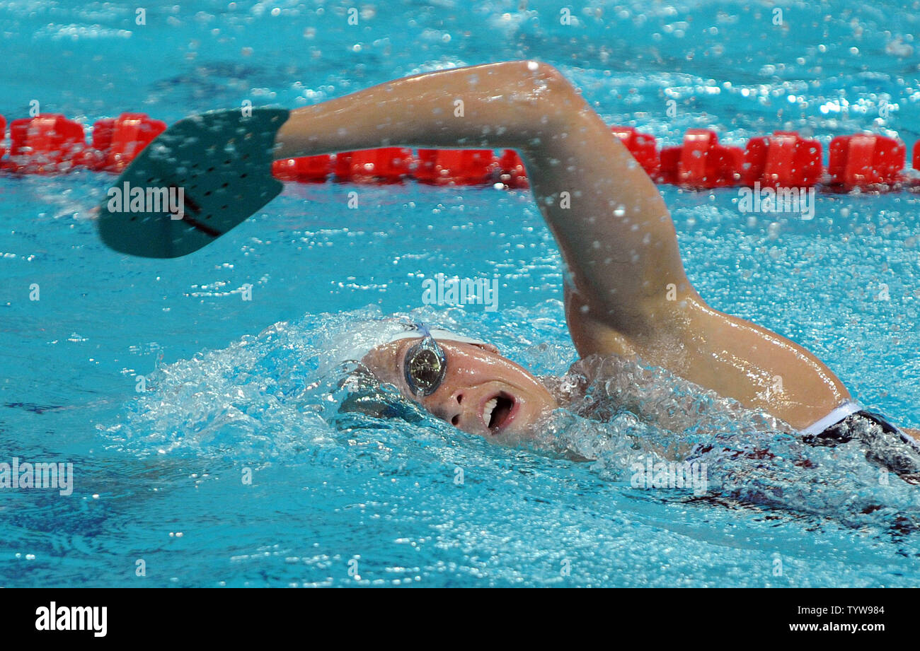 American swimmer Emily Silver practices at the National Aquatic Center ...