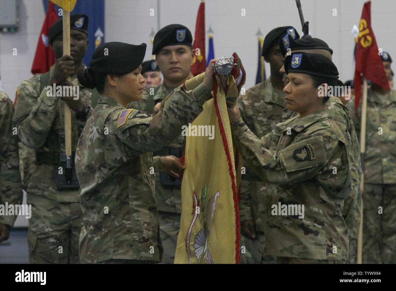 Lt. Col. Gina SanNicolas (left) and Command Sgt. Maj. Marissa Cisneros ...