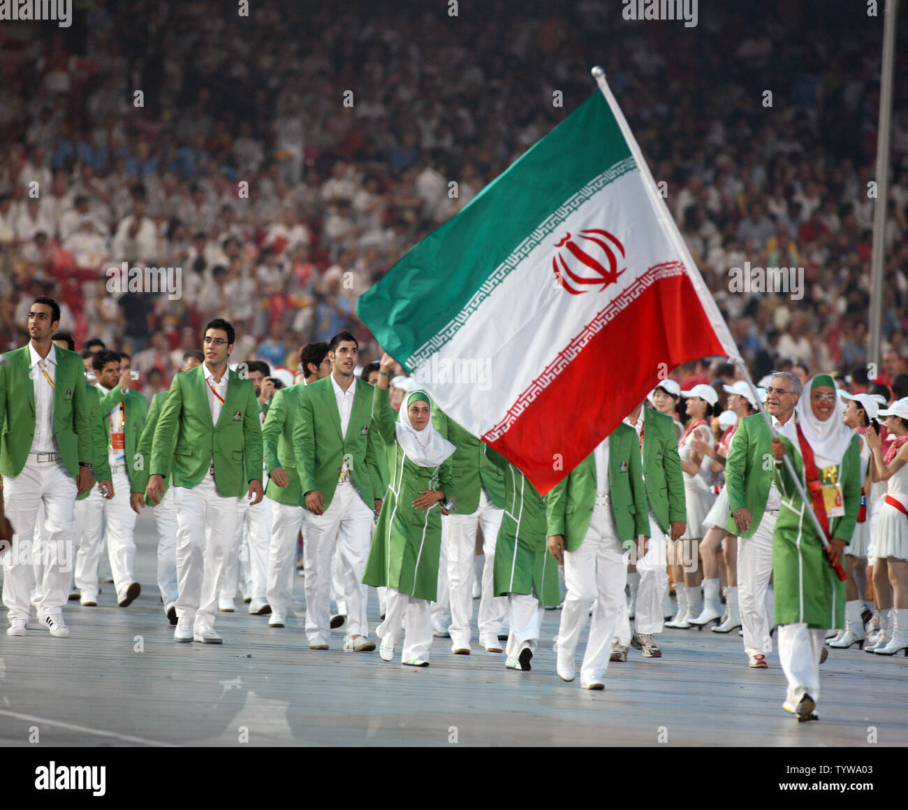 The Iranian Olympic Team marches in the National Stadium during the ...