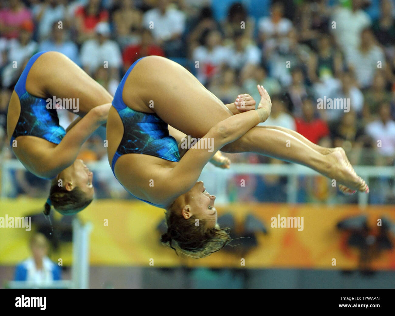USA divers Tandi Gerrard and Hayley Sage compete in the Women's 3 Meter ...