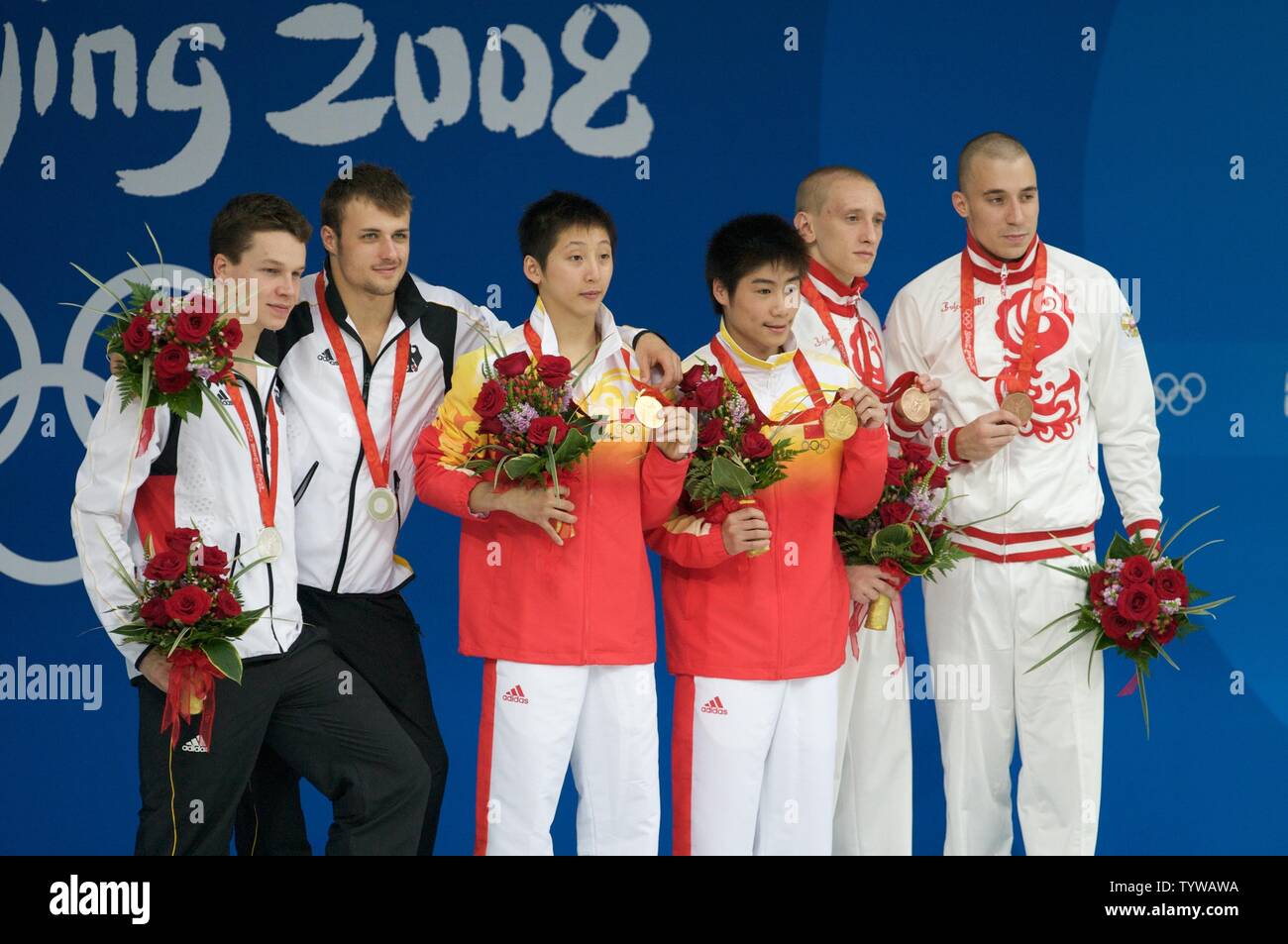 German divers Patrick Hausding and Sascha Klein, Chinese divers Lin Yue ...