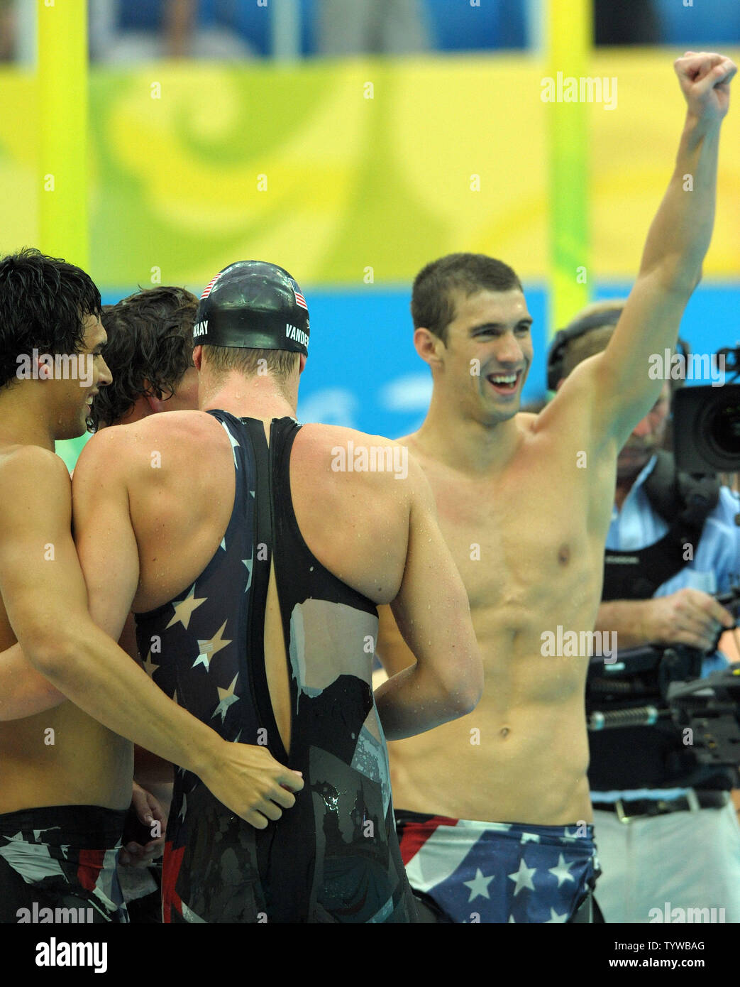 USA's Ricky Berens, Ryan Lochte, Peter Vanderkaay and Michael Phelps (L ...