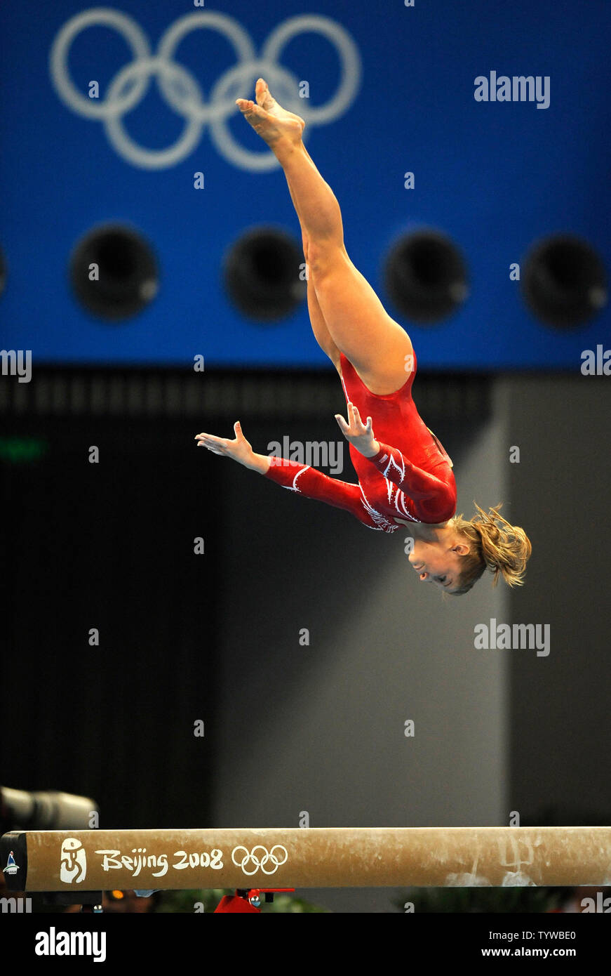 American gymnast Shawn Johnson goes through her routine on the balance ...