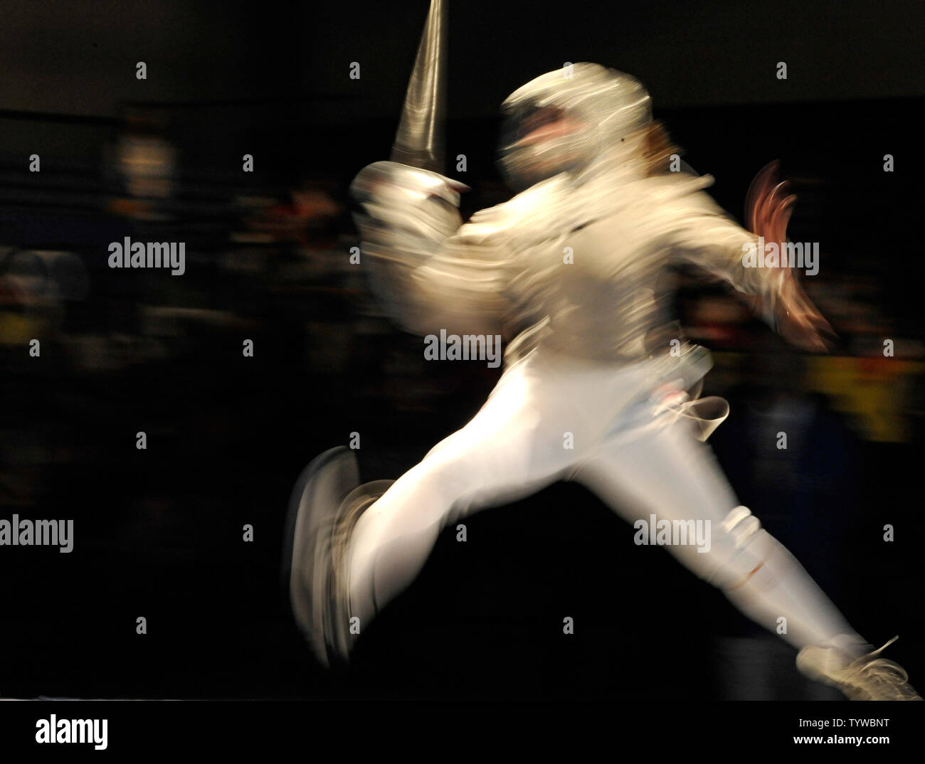 American fencer Becca Ward is caught in slow motion during her match ...