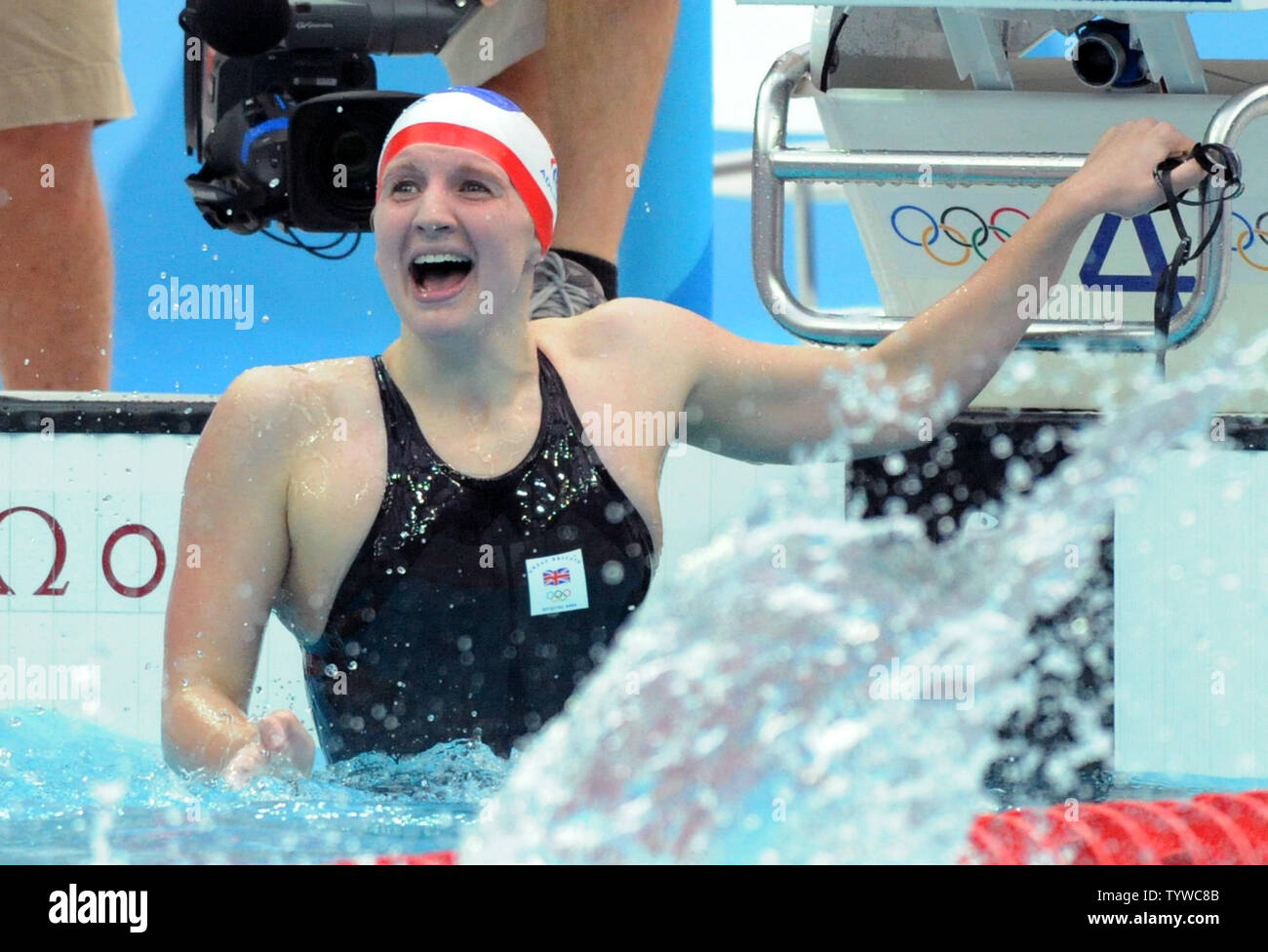 Britains Rebecca Adlington Smiles In Jubilation After Winning The Gold