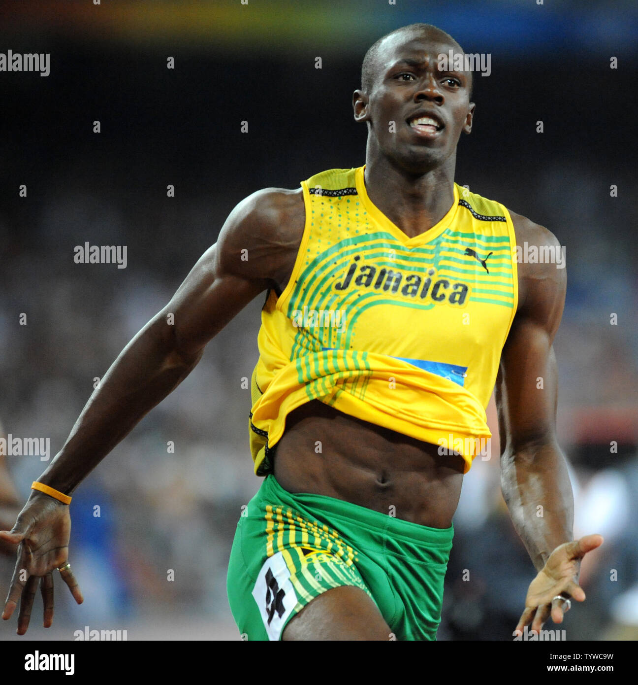 Usain Bolt Crossing The Finish Line