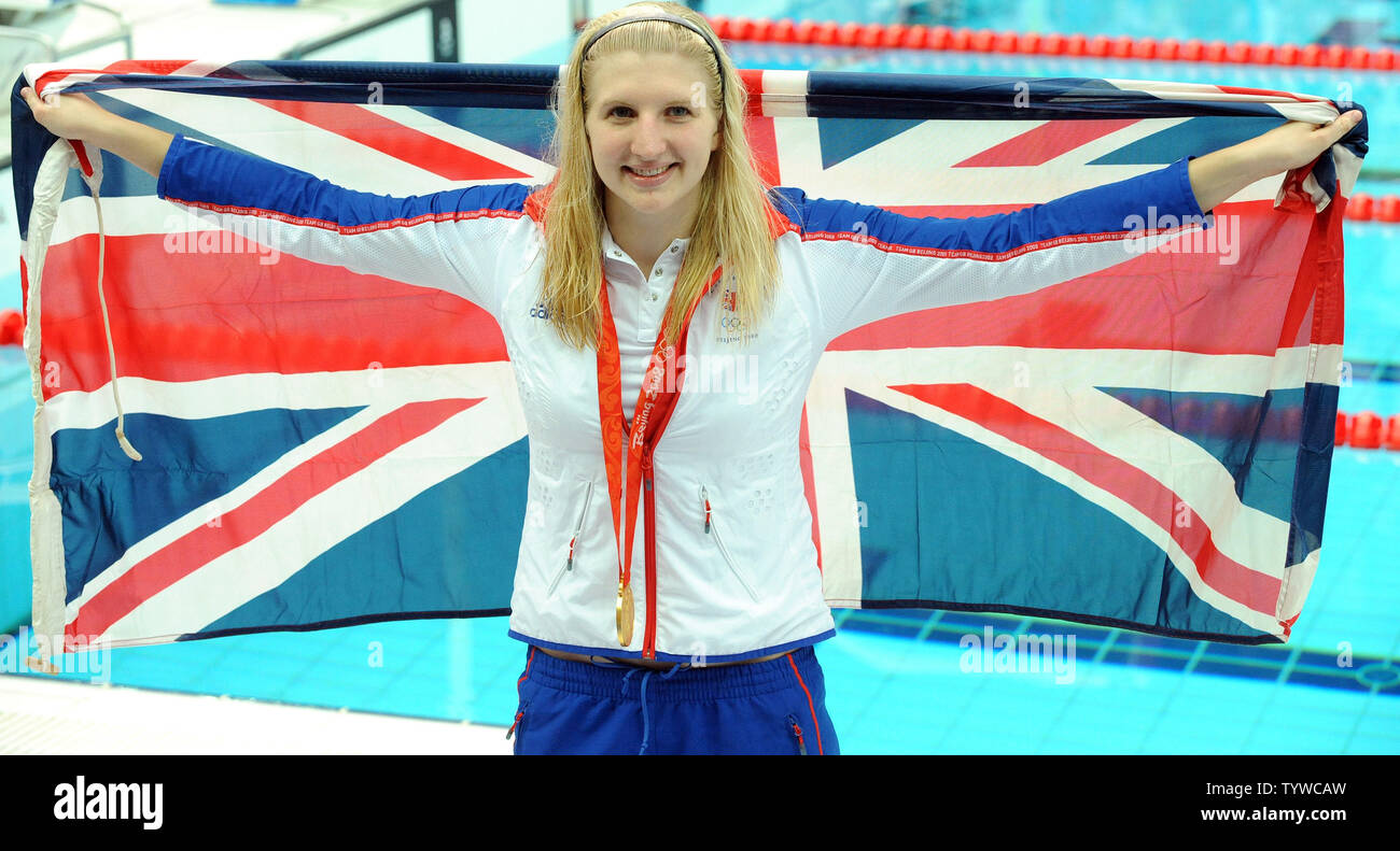Britains Rebecca Adlington Celebrates Her World Record Gold Medal Win