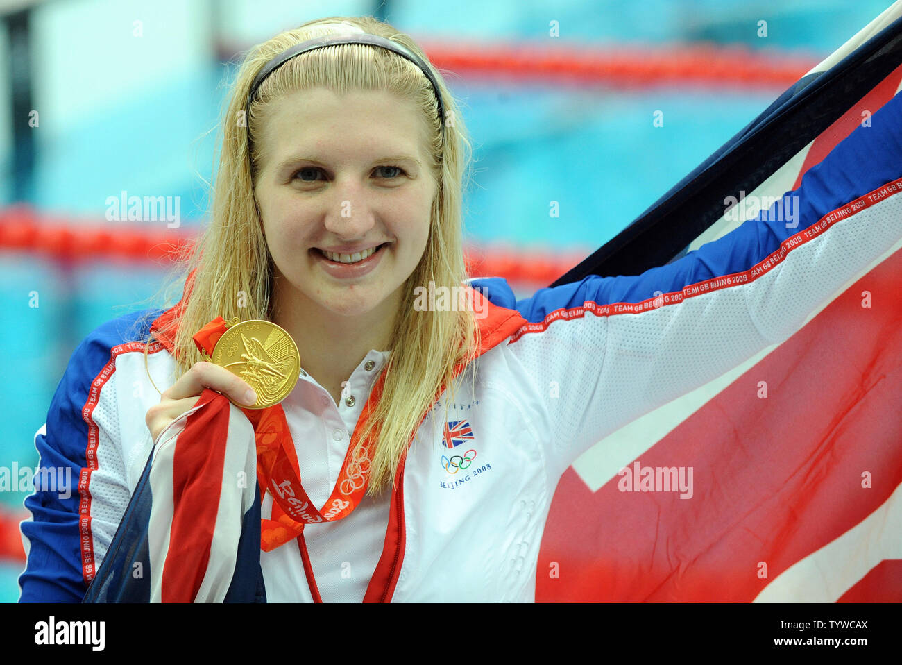 Britains Rebecca Adlington Celebrates Her World Record Gold Medal Win
