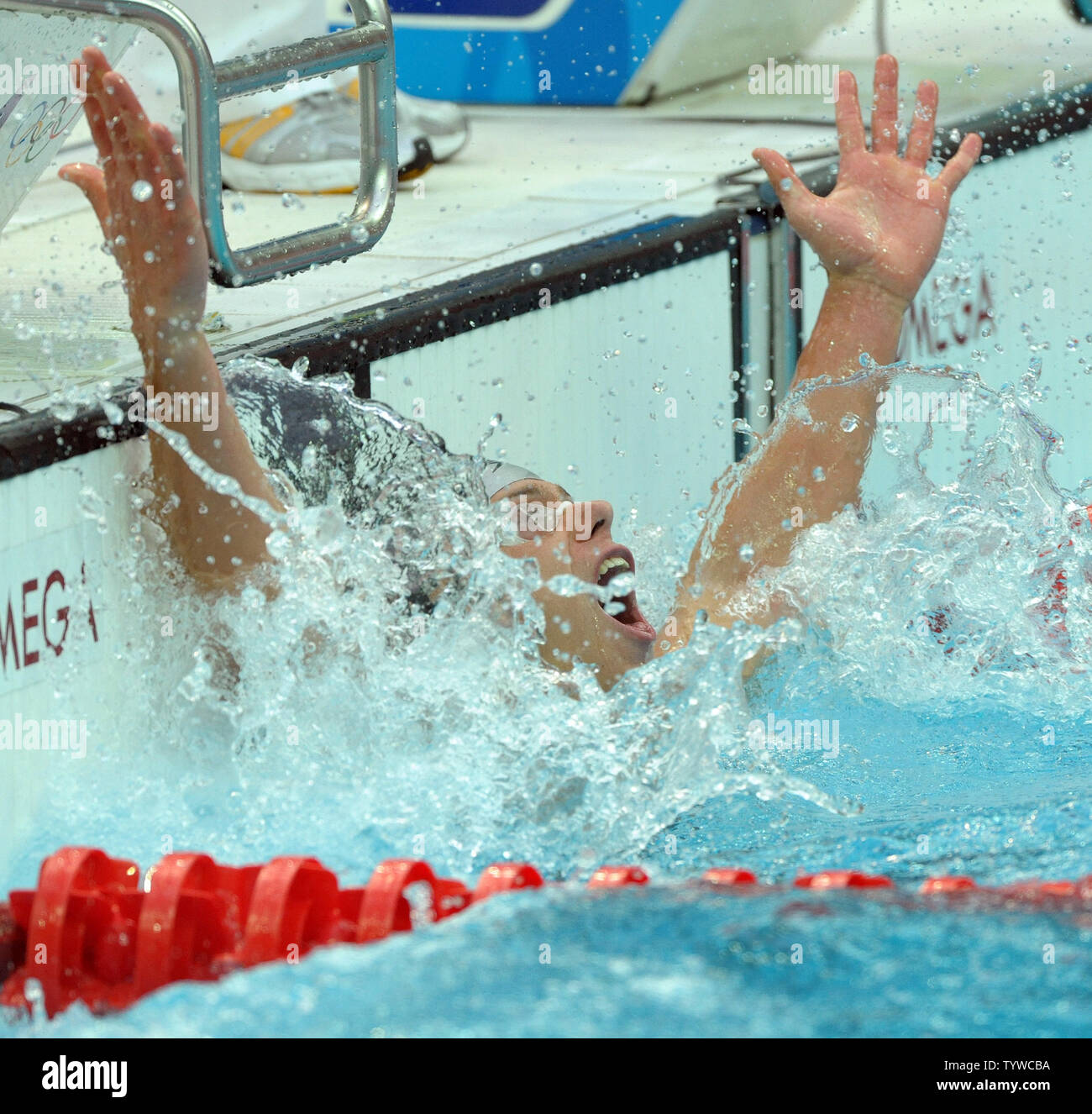 Brazilian Cesar Cielo Filho celebrates his Olympic record win in the ...