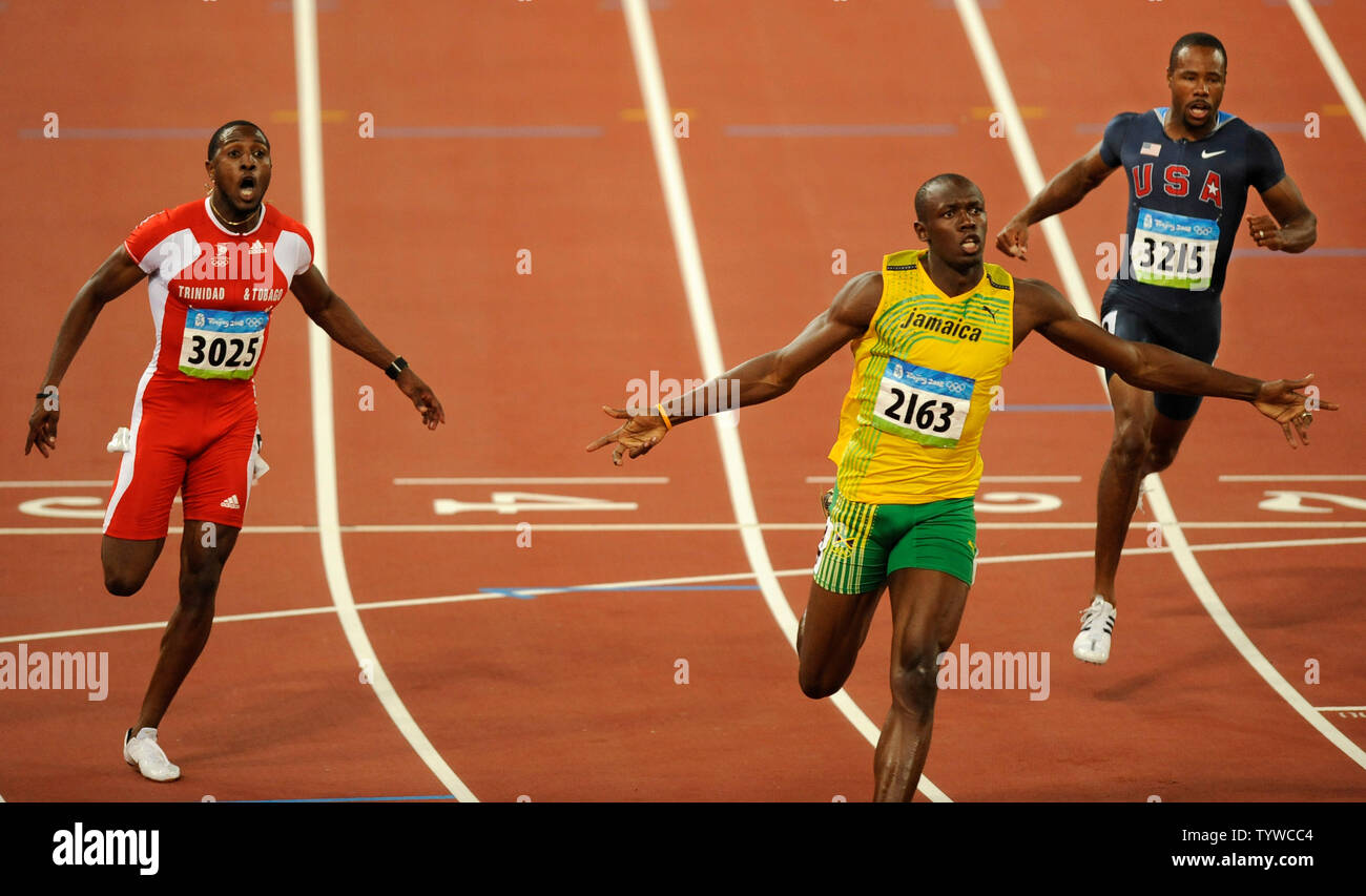Usain Bolt Crossing The Finish Line