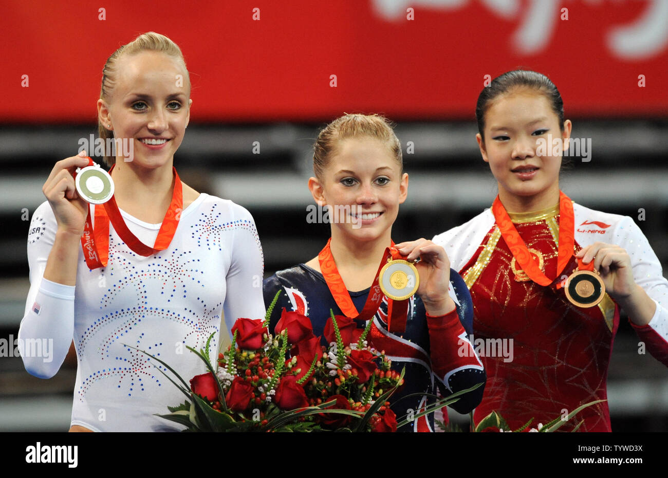 USA's silver medalist Nastia Liuki, USA's gold medalist Shawn Johnson ...