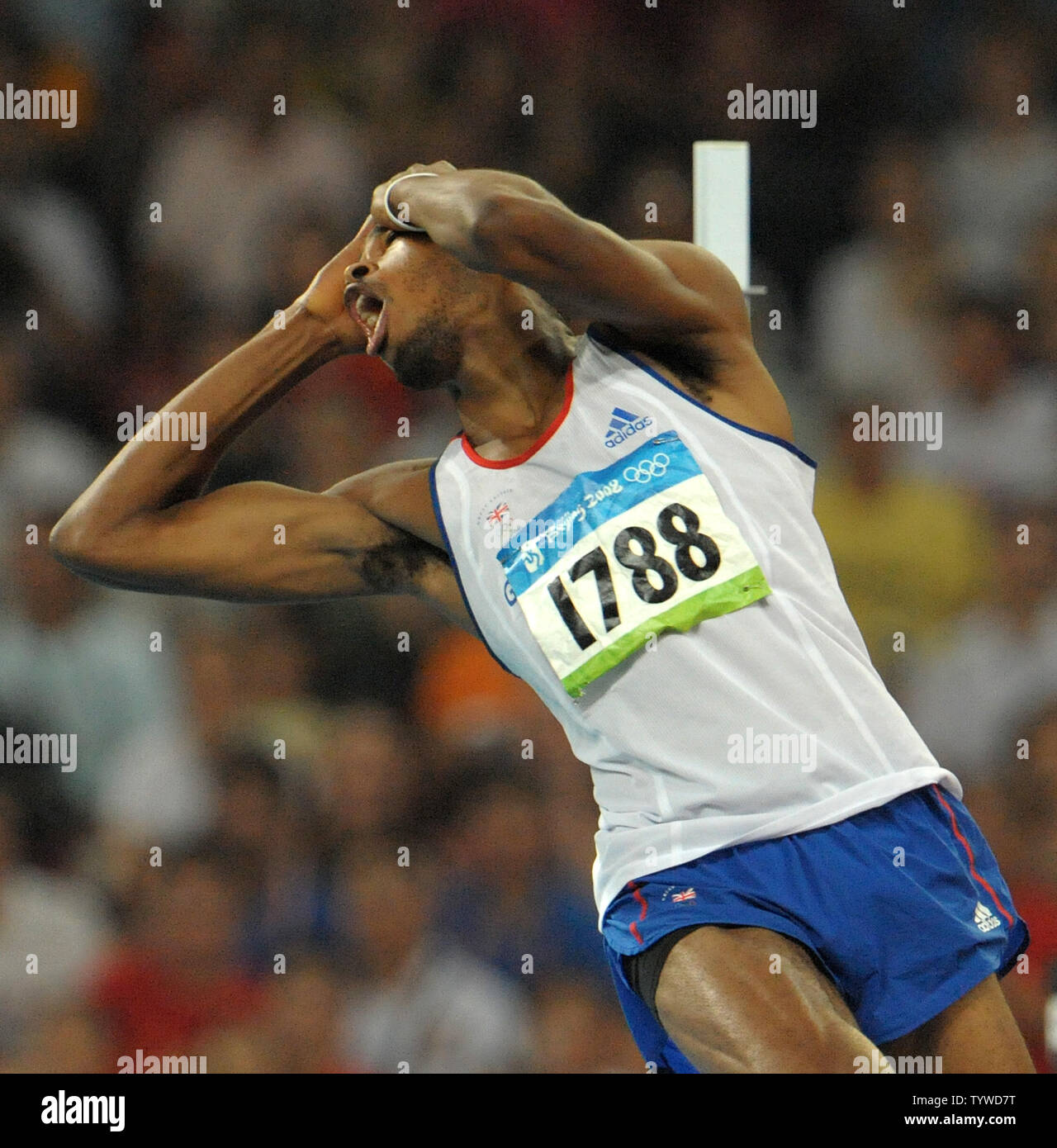 Britain's Germaine Mason reacts after missing a jump during the Men's ...