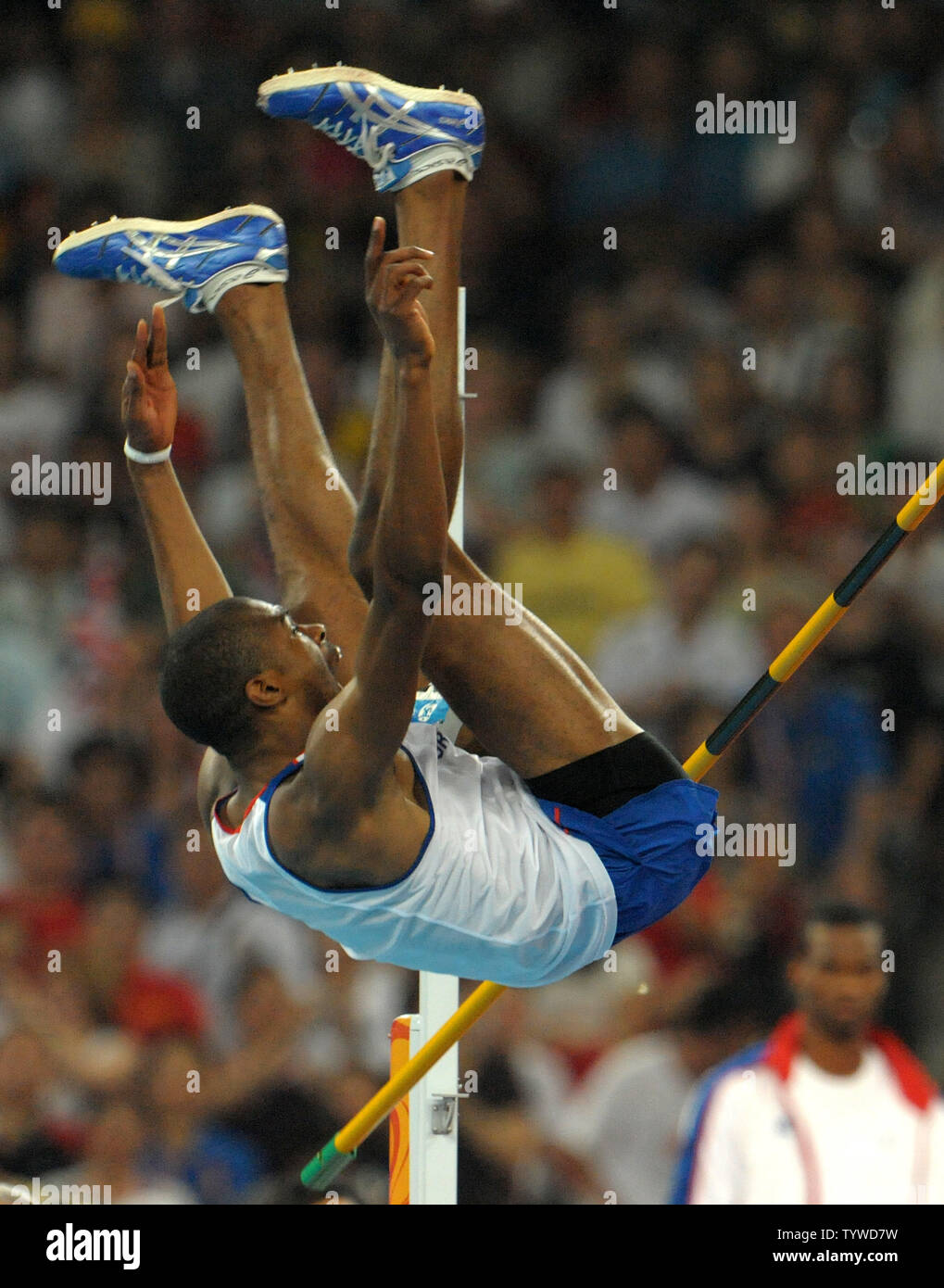 Britain's Germaine Mason misses a jump during the Men's High Jump at ...