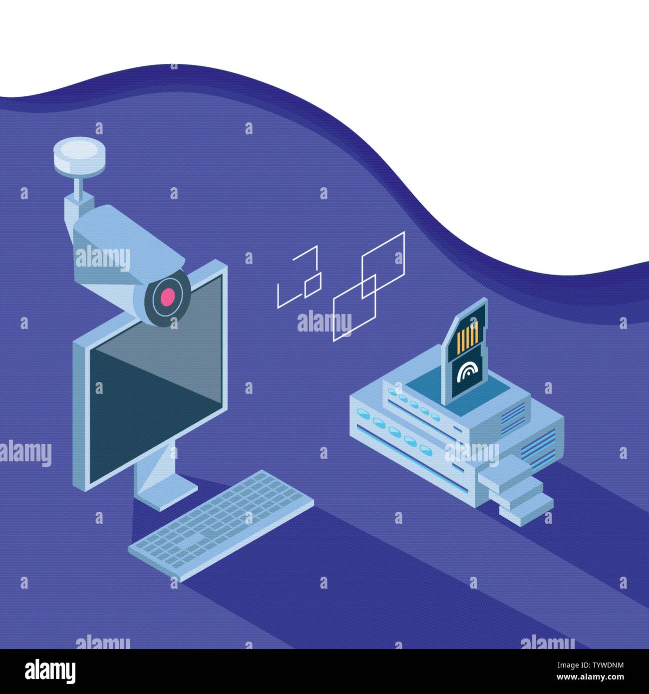 Icon set design, Digital technology communication social media internet ...