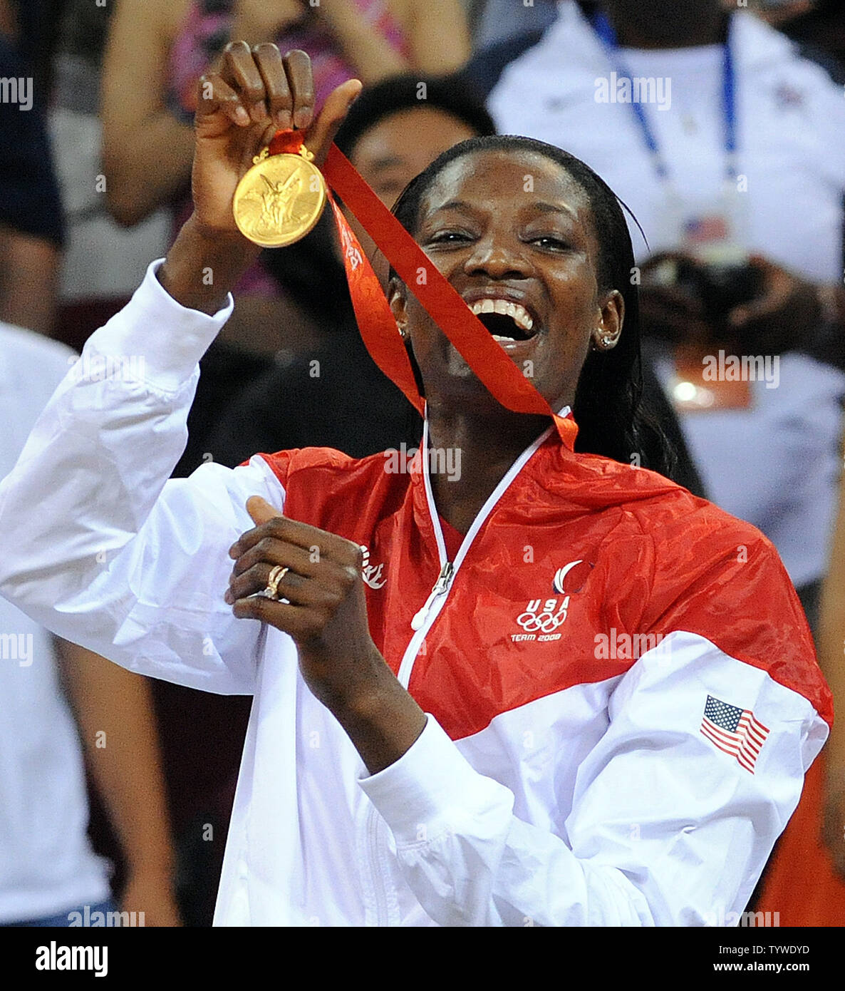 USA's Delisha Milton-Jones celebrates her gold medal earned in the ...