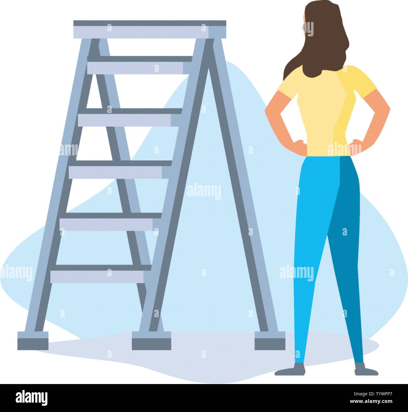 Avatar woman and ladder design, under construction work repair progress ...