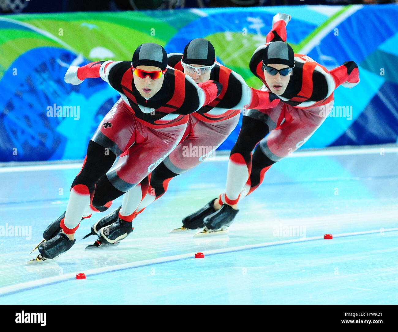 Canada's Lucas Makowsky, Mathieu Giroux and Denny Morrison (L to R ...