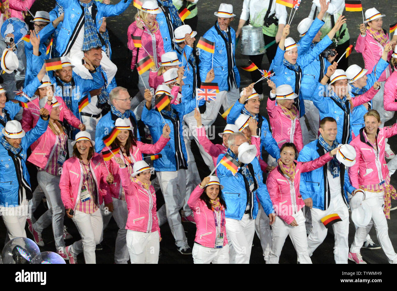 The German team enters the stadium in the Parade of Nations during the ...