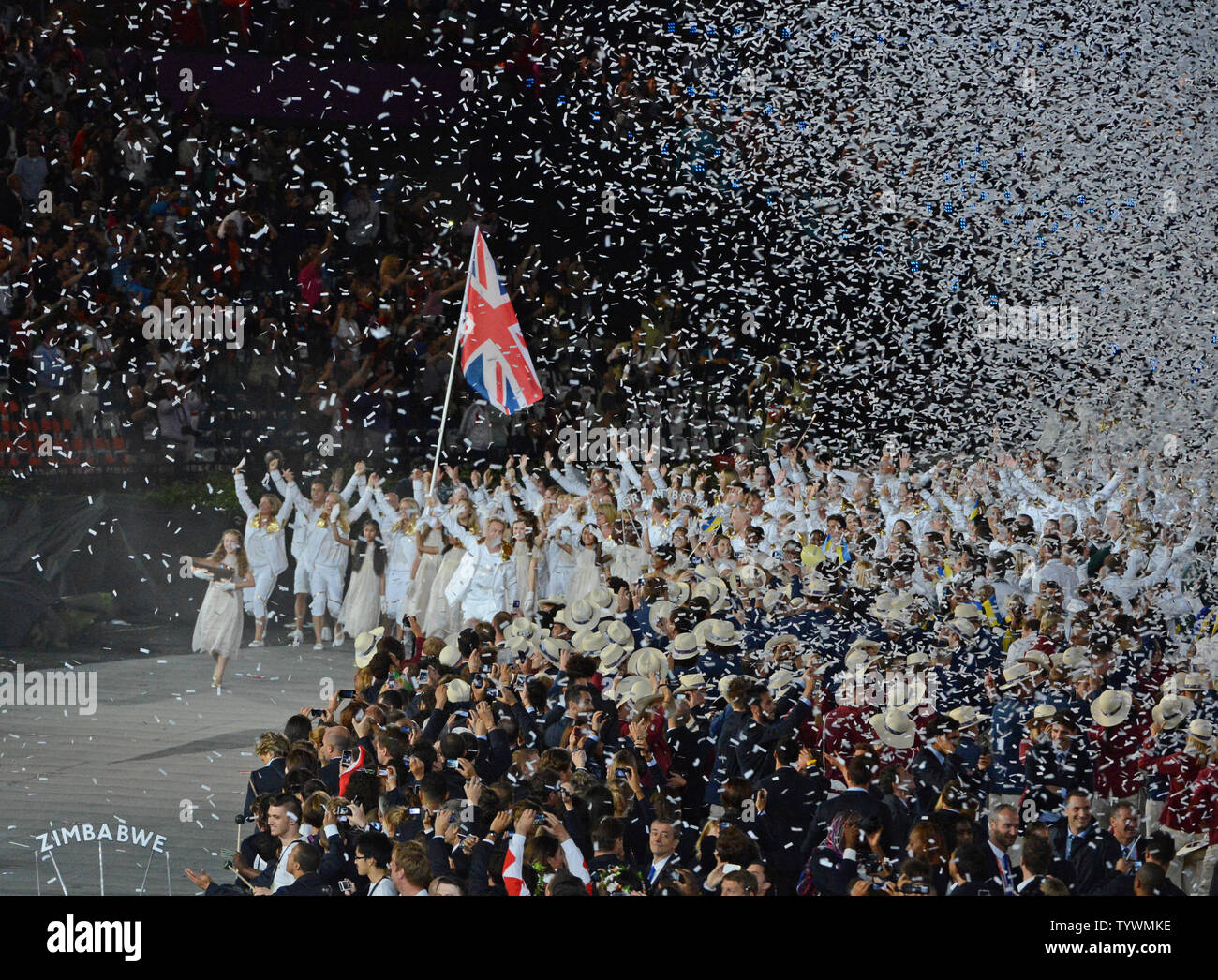 The British Olympic team enters the stadium during the opening ceremony ...