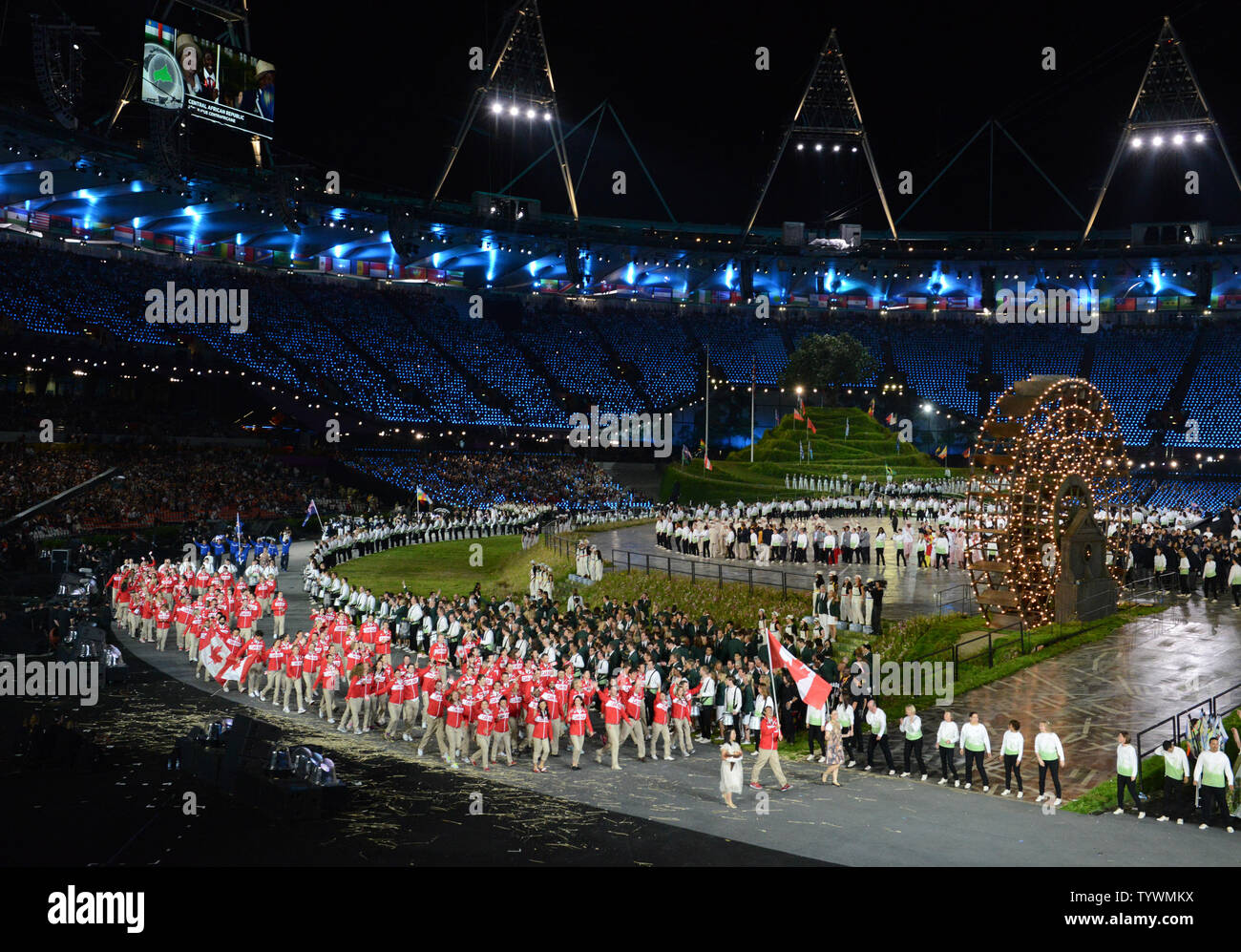 The Canadian Olympic team marches during the opening ceremony at the ...