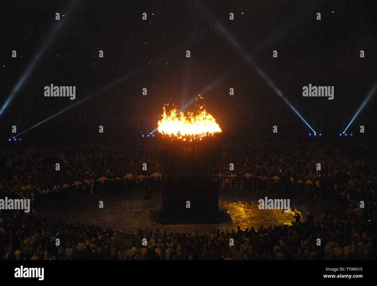 The Olympic Flame is lit during the Opening Ceremony of the London 2012 ...