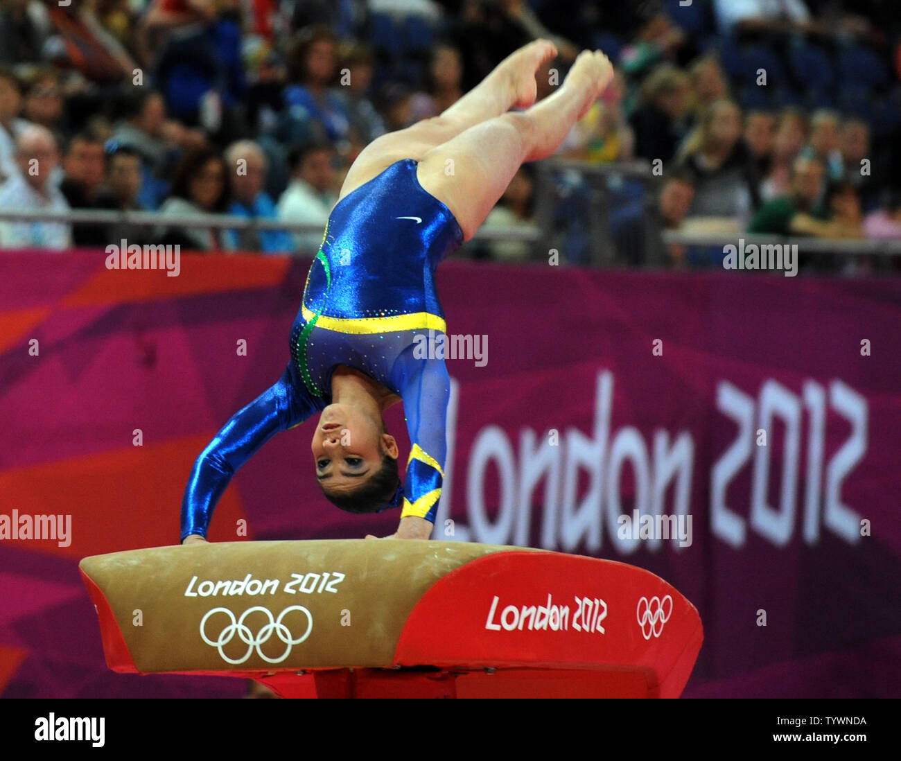 Brazil's Bruna Kuroiwa Yamamoto Leal flies during her Vault routine at ...