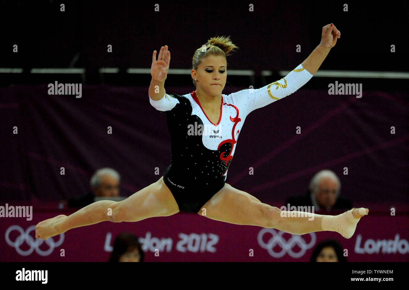 Germany's Elisabeth Seitz performs her routine on the Floor exercise ...