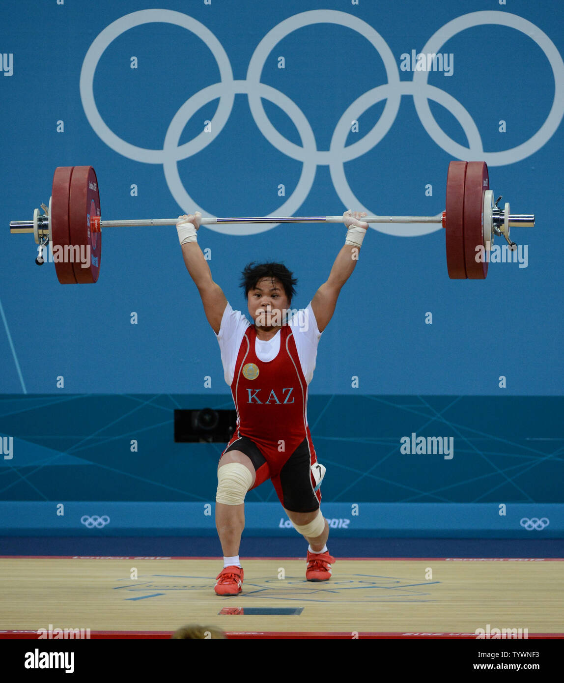 Zulfiya Chinshanlo of Kazakhstan lifts in the women's 53KG ...