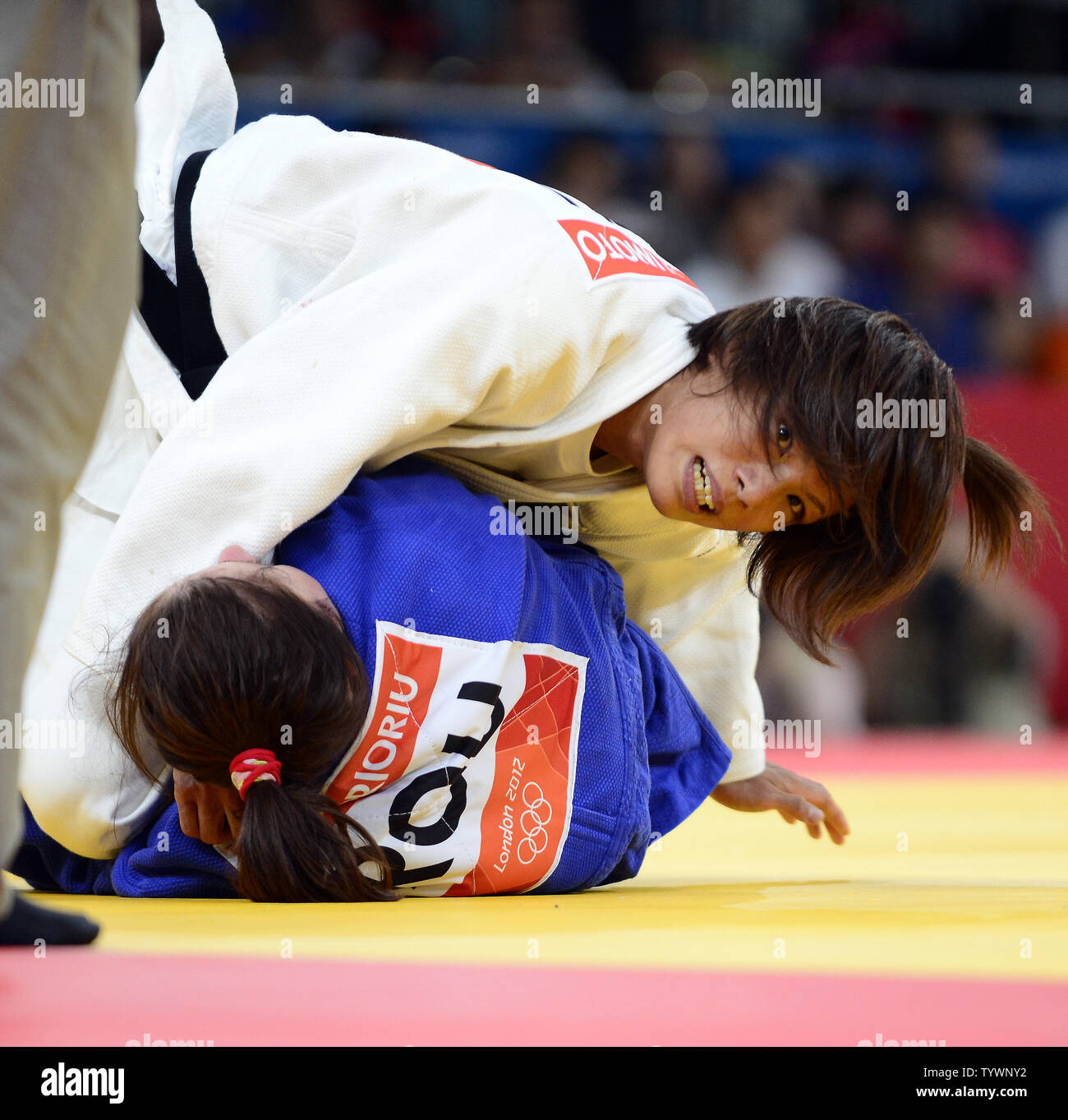 Women's Judo 57kg Gold Medal contest pitting Kaori Matsumoto of Japan ...