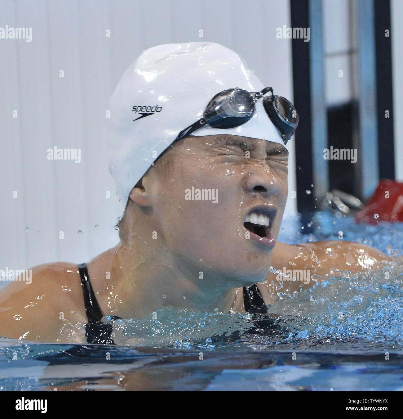 Song Wenyan of China leaves the pool after her heat in the Women's 200M ...