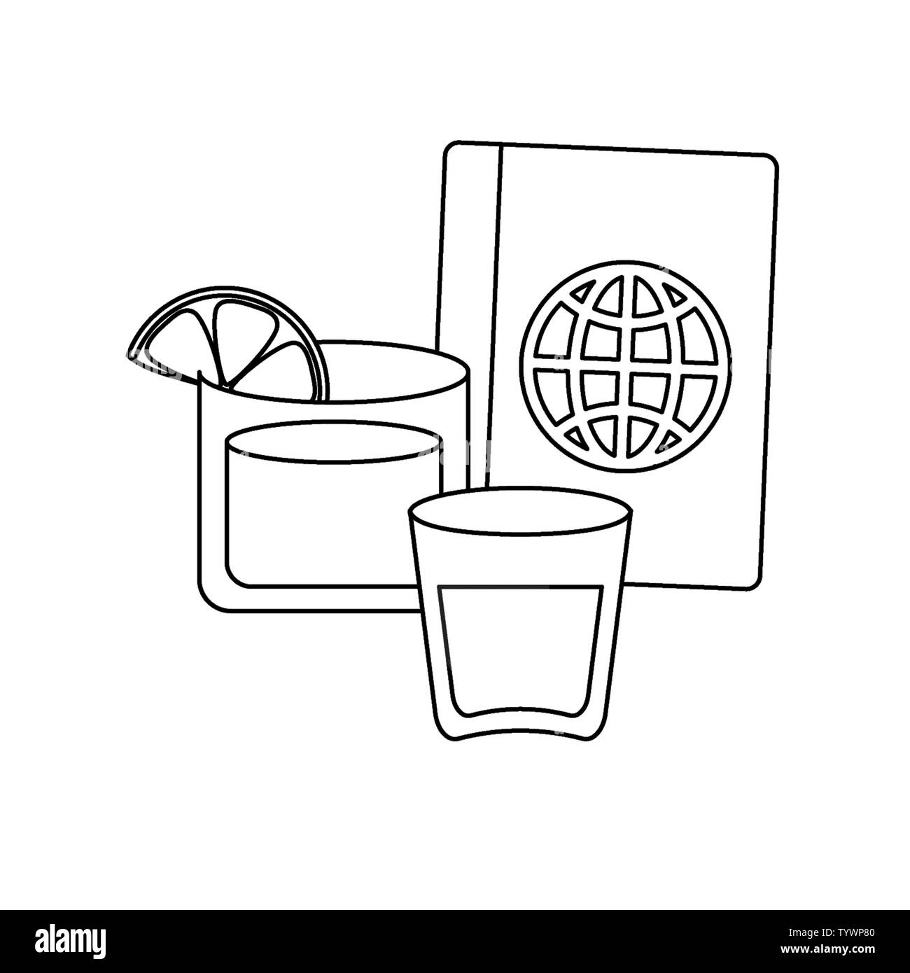 passport with cocktails in glass vector illustration design Stock ...