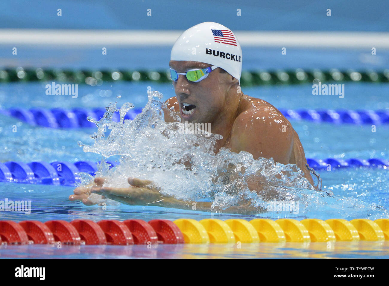 Clark Burckle of the United States swims his heat in the Men's 200M ...