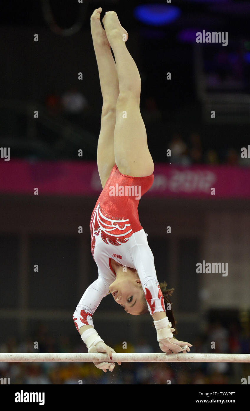 Russian Gymnast Aliya Mustafina Goes Through Her Routine In The Uneven