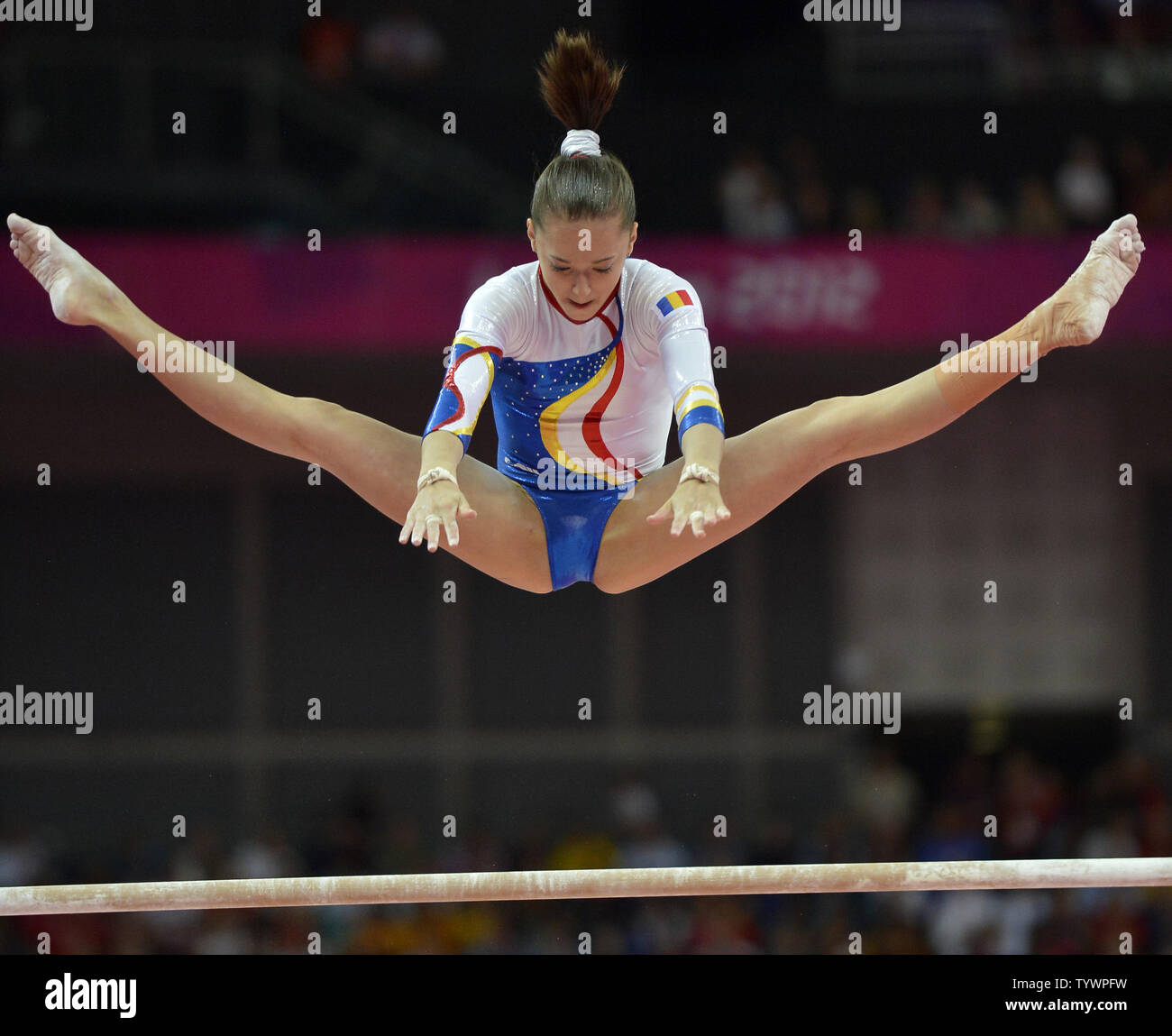 Romanian gymnast Larisa Andreea Iordache goes through her routine in ...