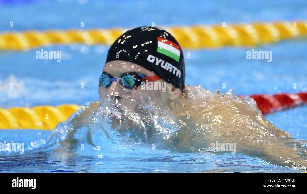Daniel Gyurta of Hungary swims in the Men's 200M Breaststroke Final at ...