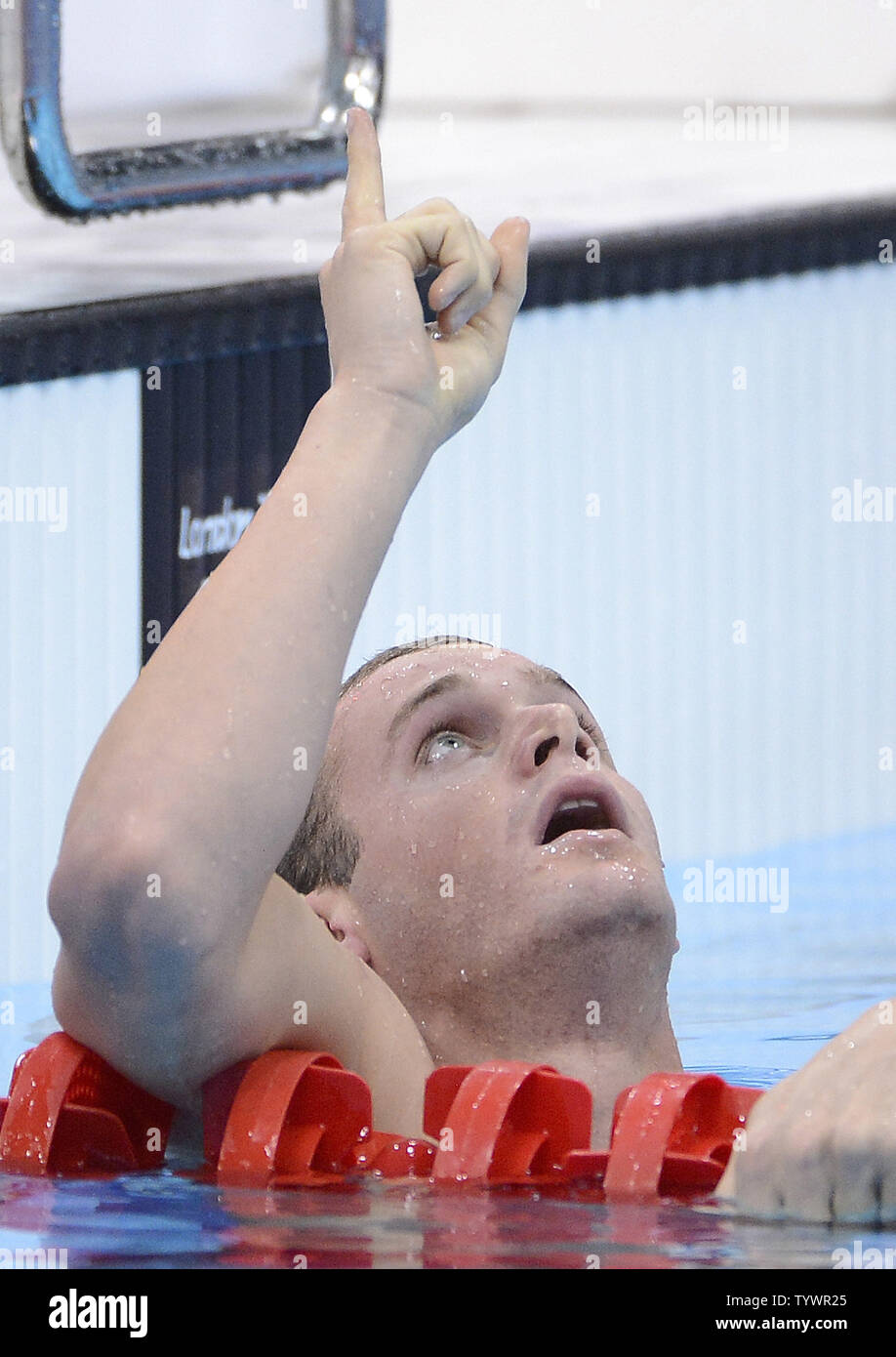 Tyler Clary of the United States reacts after winning a Gold Medal in ...